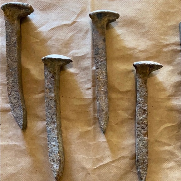Accents | Antique Rusty Metal Steel Heavy Iron Rr Railroad Spikes Nails ...